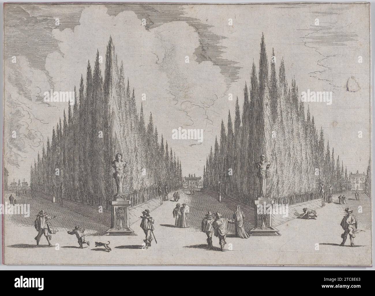 Three allees separated by two groups of trees in pointed configurations ...