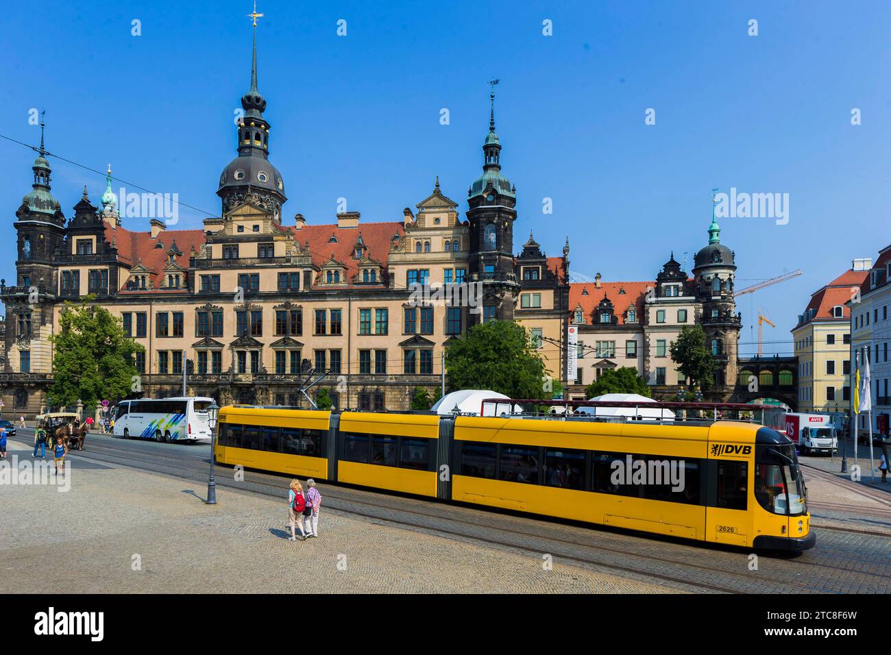 Modern DVB tram in Dresden city centre Stock Photo - Alamy