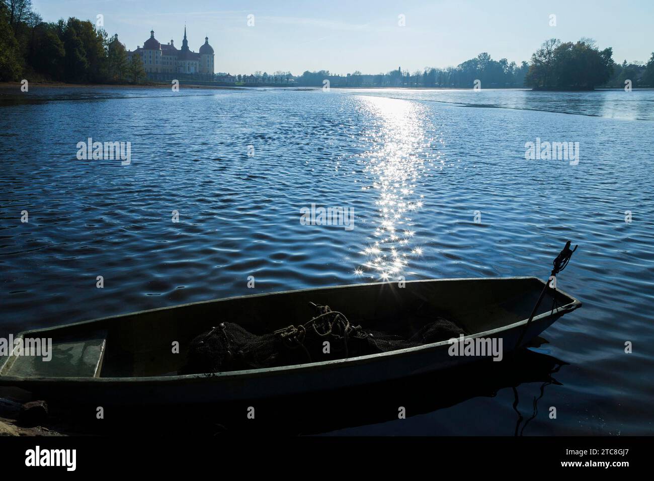 Fishing of the castle pond in Moritzburg Stock Photo - Alamy