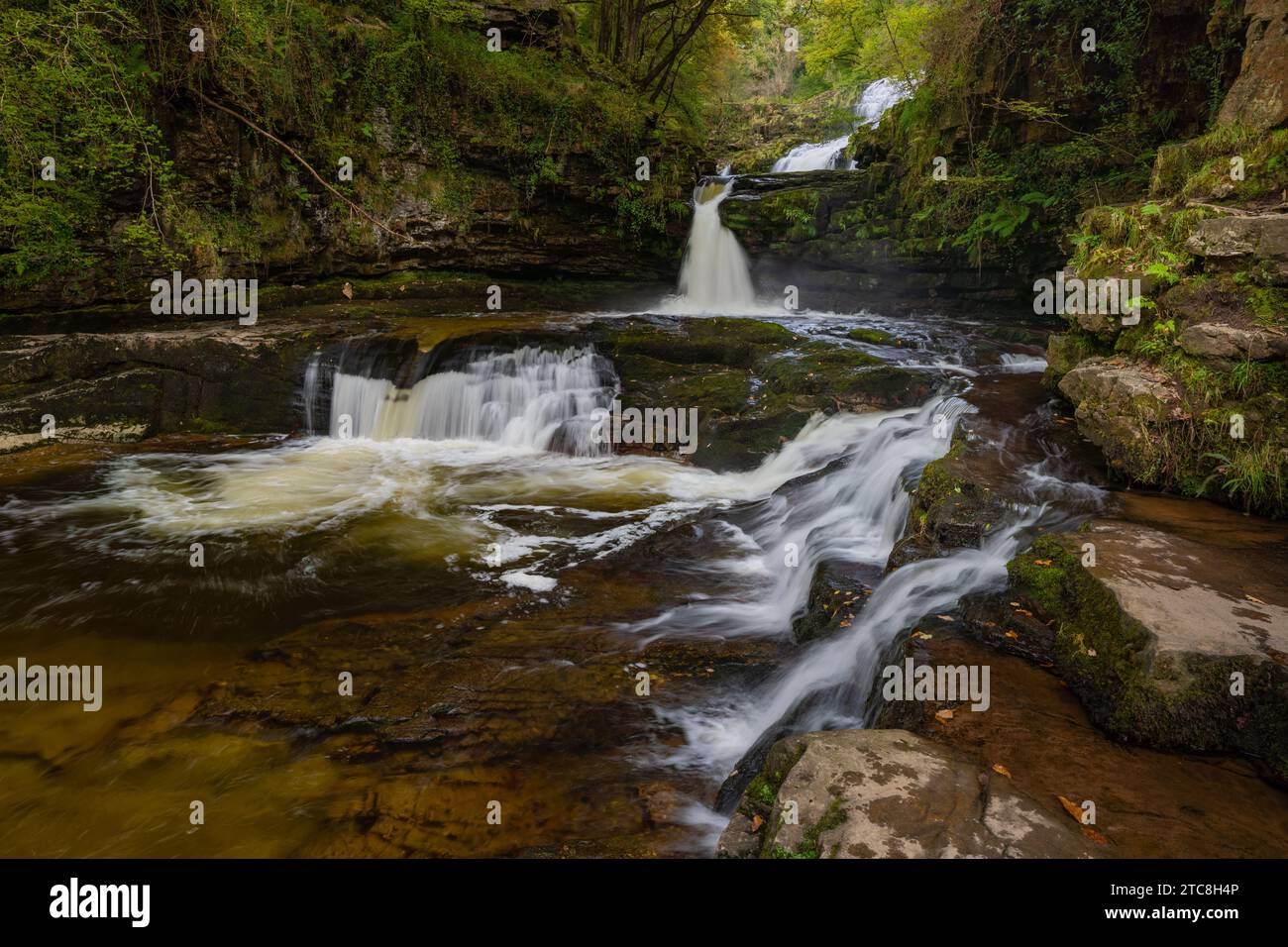 The four waterfalls walk- Brecon Beacons, sgwd isaf clun-Gwyn Stock ...