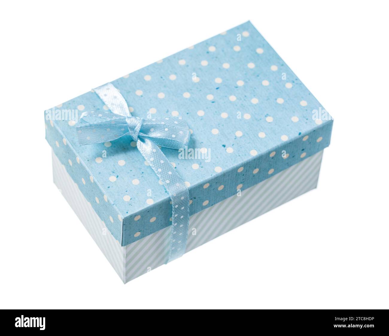 Closed blue present box isolated on white Stock Photo - Alamy