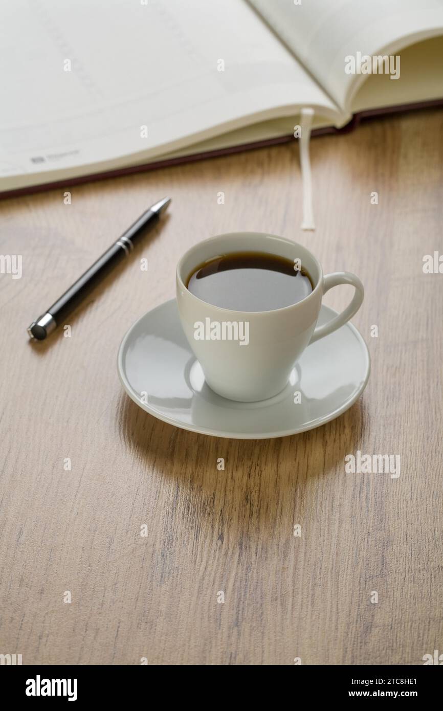 Writing materials with coffee Stock Photo - Alamy