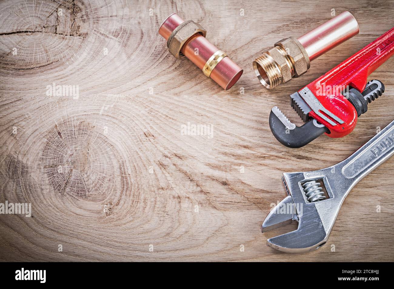 Copper water pipe threaded hose nipples monkey wrench adjustable ...