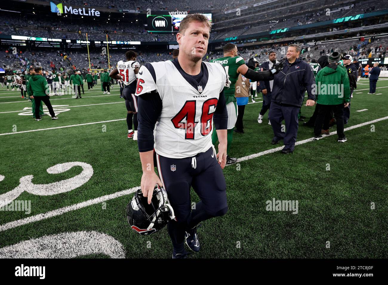 Houston Texans long snapper Jon Weeks (46) walks off the field after ...