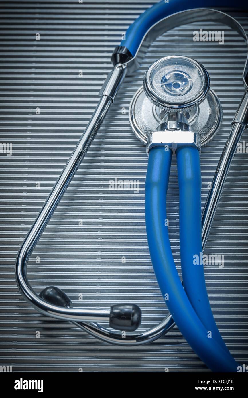Medical stethoscope on striped background medicine concept Stock Photo ...