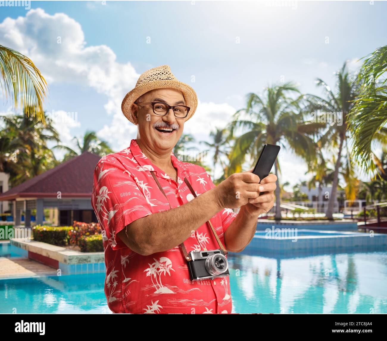 Man swimming pool smiling camera hi-res stock photography and images ...