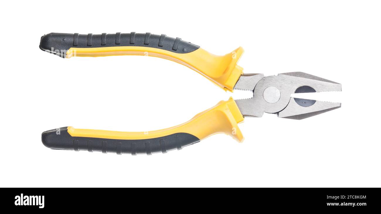 Construction pliers isolated on white horizontal view Stock Photo - Alamy