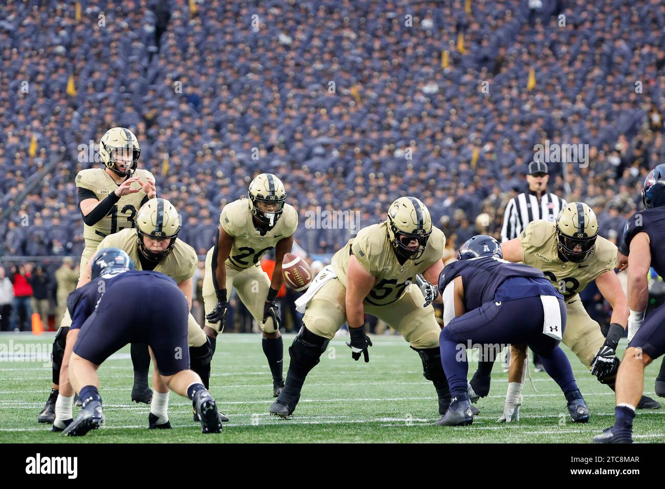 Army Black Knights quarterback Bryson Daily waits for the snap from ...