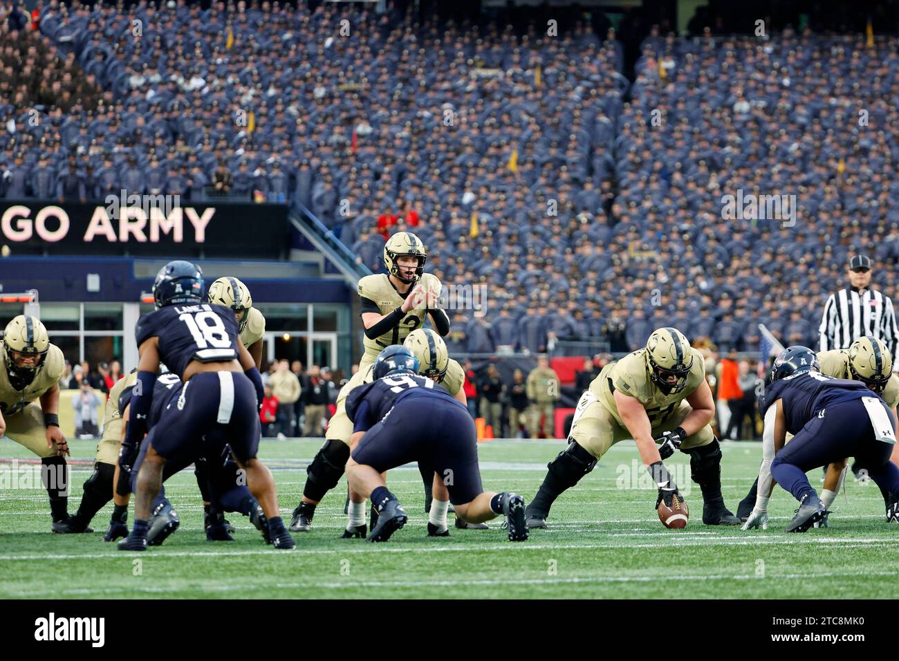 Army Black Knights quarterback Bryson Daily waits for the snap from ...