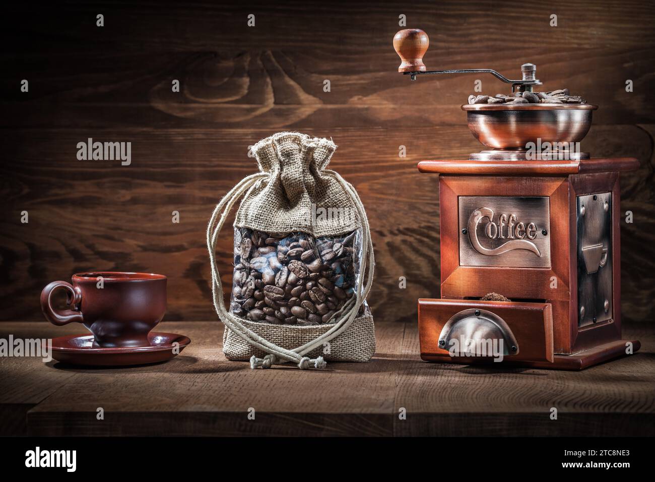 Antique coffee mill beans hi-res stock photography and images - Alamy