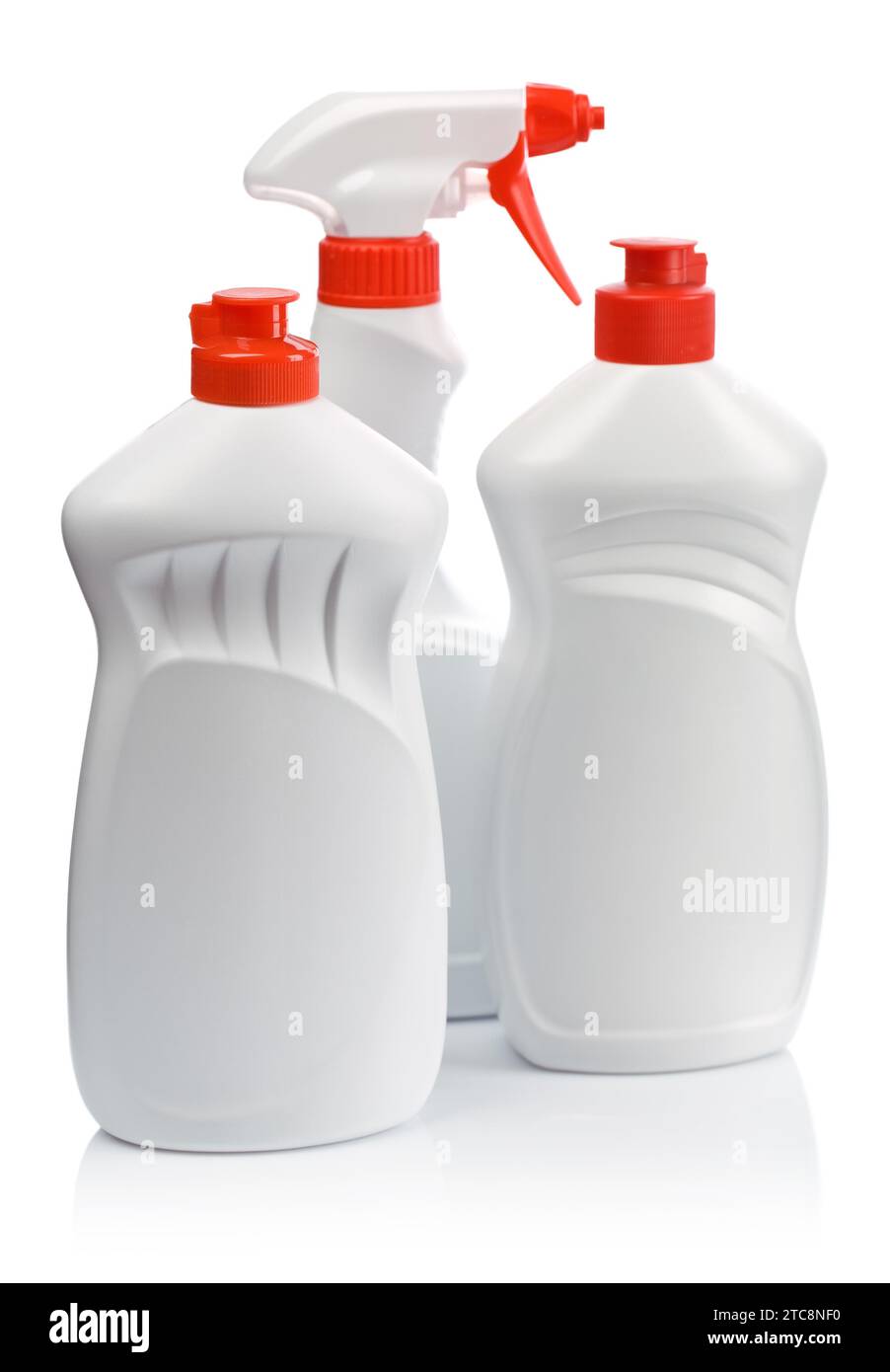 White cleaning bottles Stock Photo - Alamy