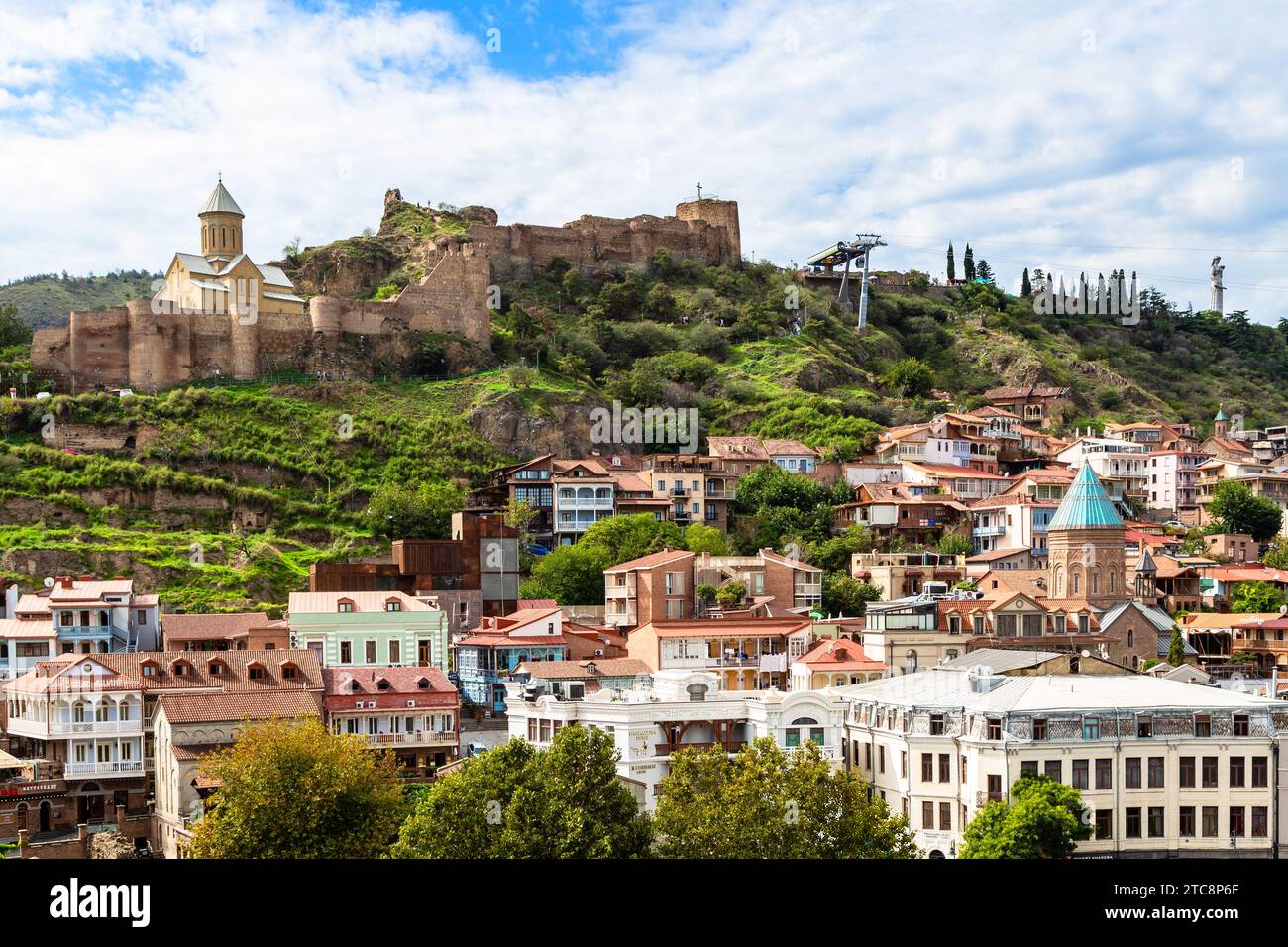 Tbilisi, Georgia - September 26, 2023: view of Sololaki hill over old ...