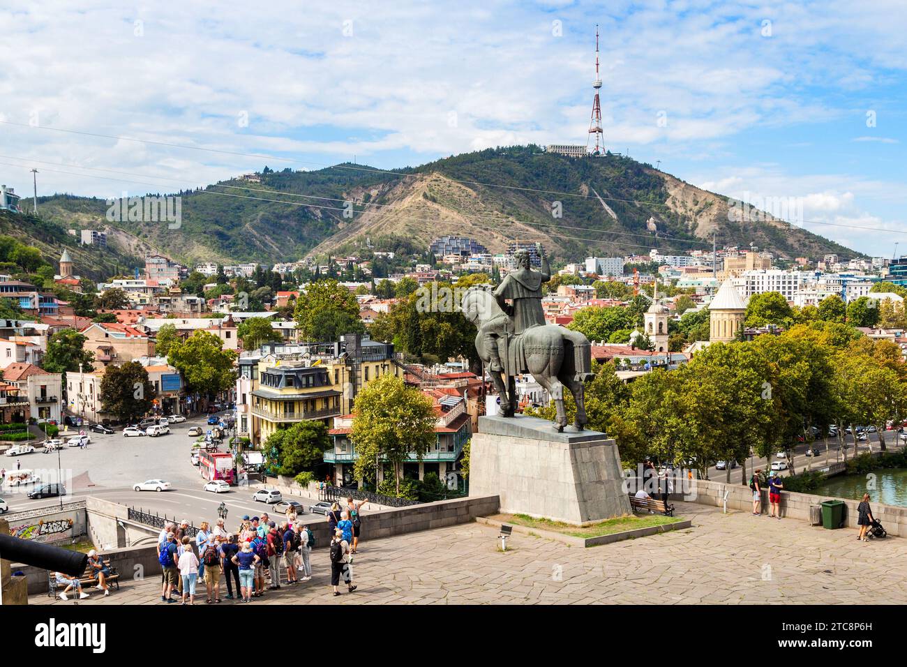 Tbilisi, Georgia - September 26, 2023: viewpoint on Metekhi cliff near ...