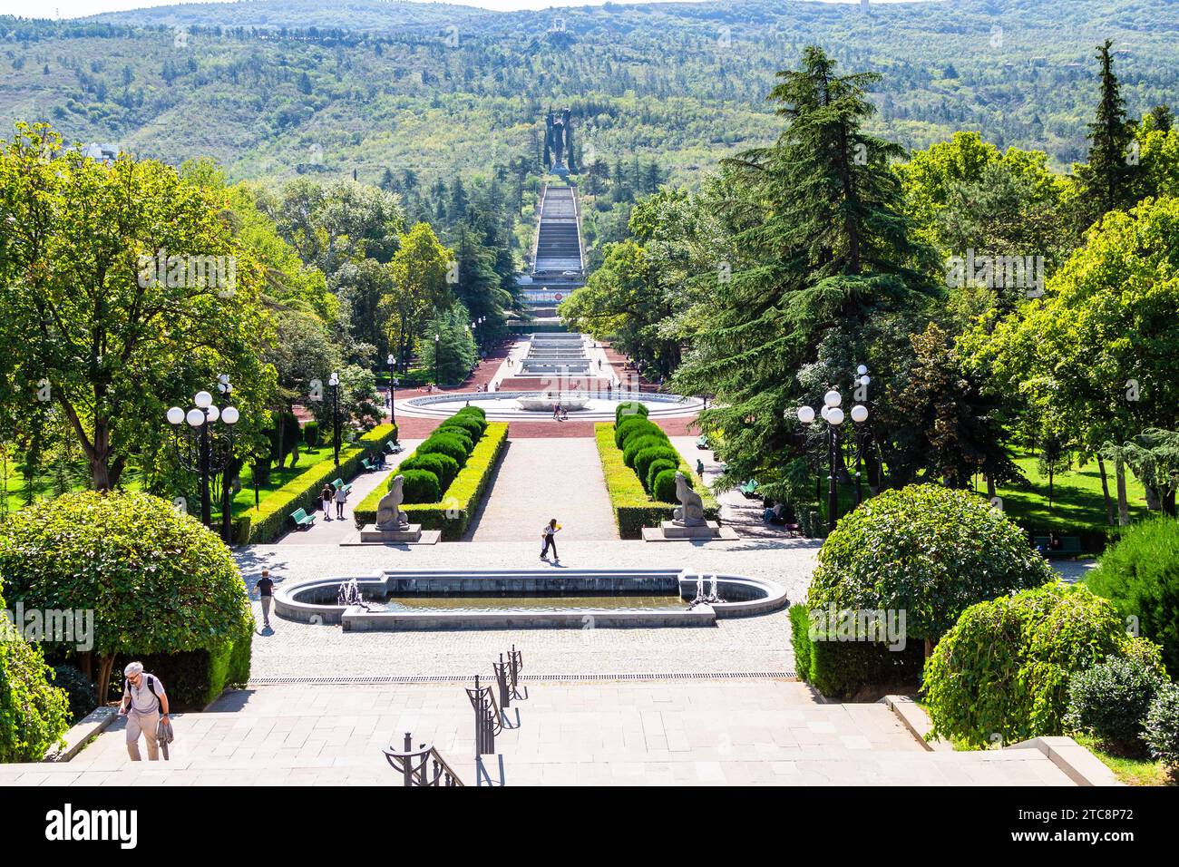Tbilisi, Georgia - September 27,2023: view of alley in Vake Park with ...