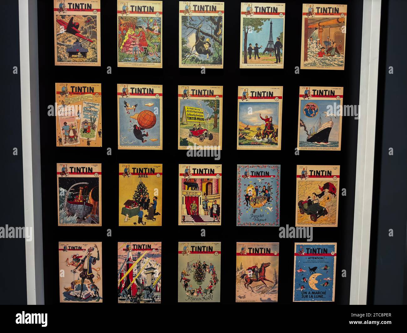 Assorted Covers Of The Adventures Of Tintin Comic Books By Herge