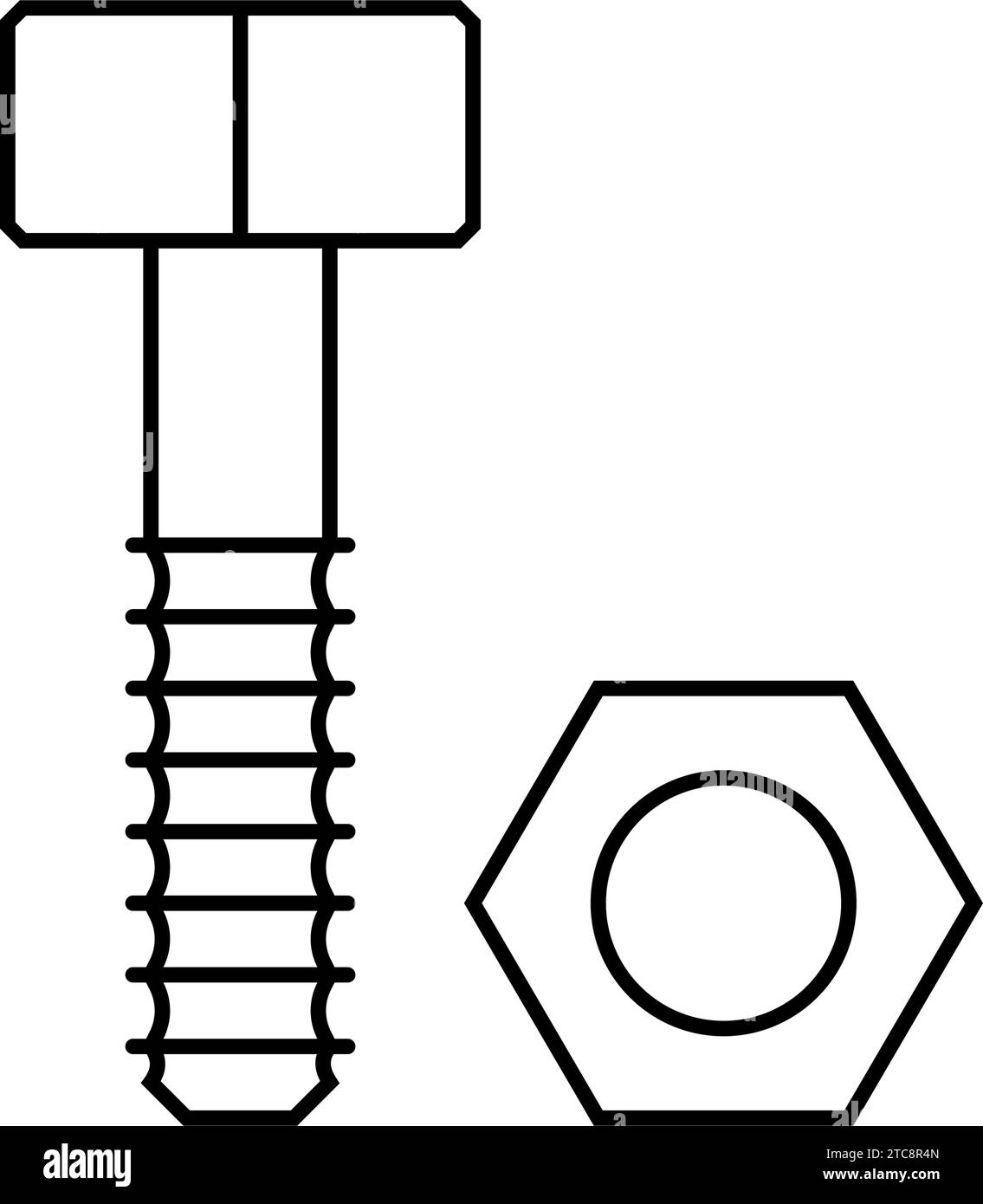 nut and bolt tool work line icon vector illustration Stock Vector Image ...