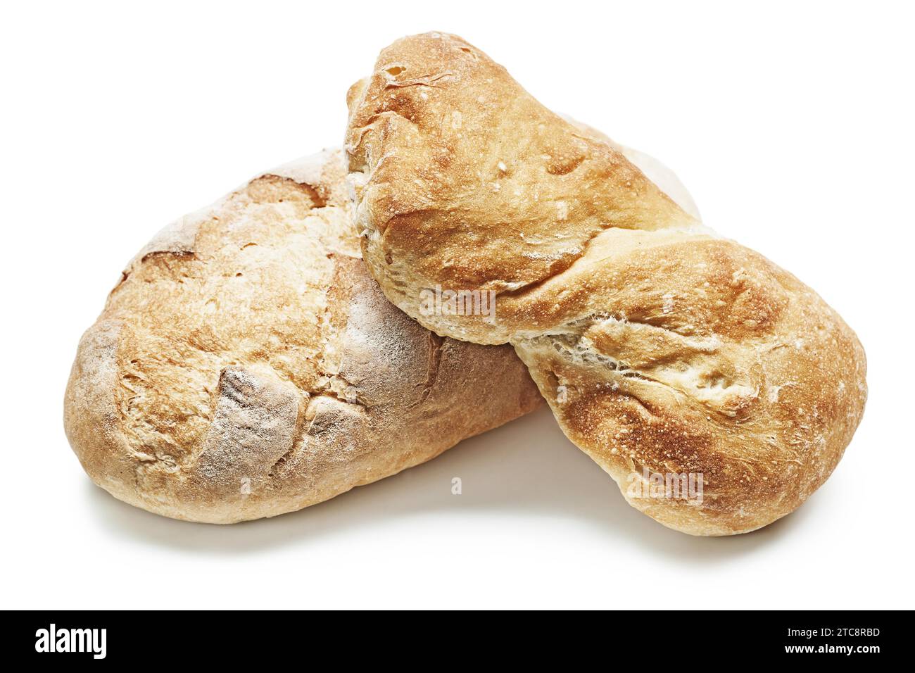 Two loaves of bread against a white background Stock Photo - Alamy