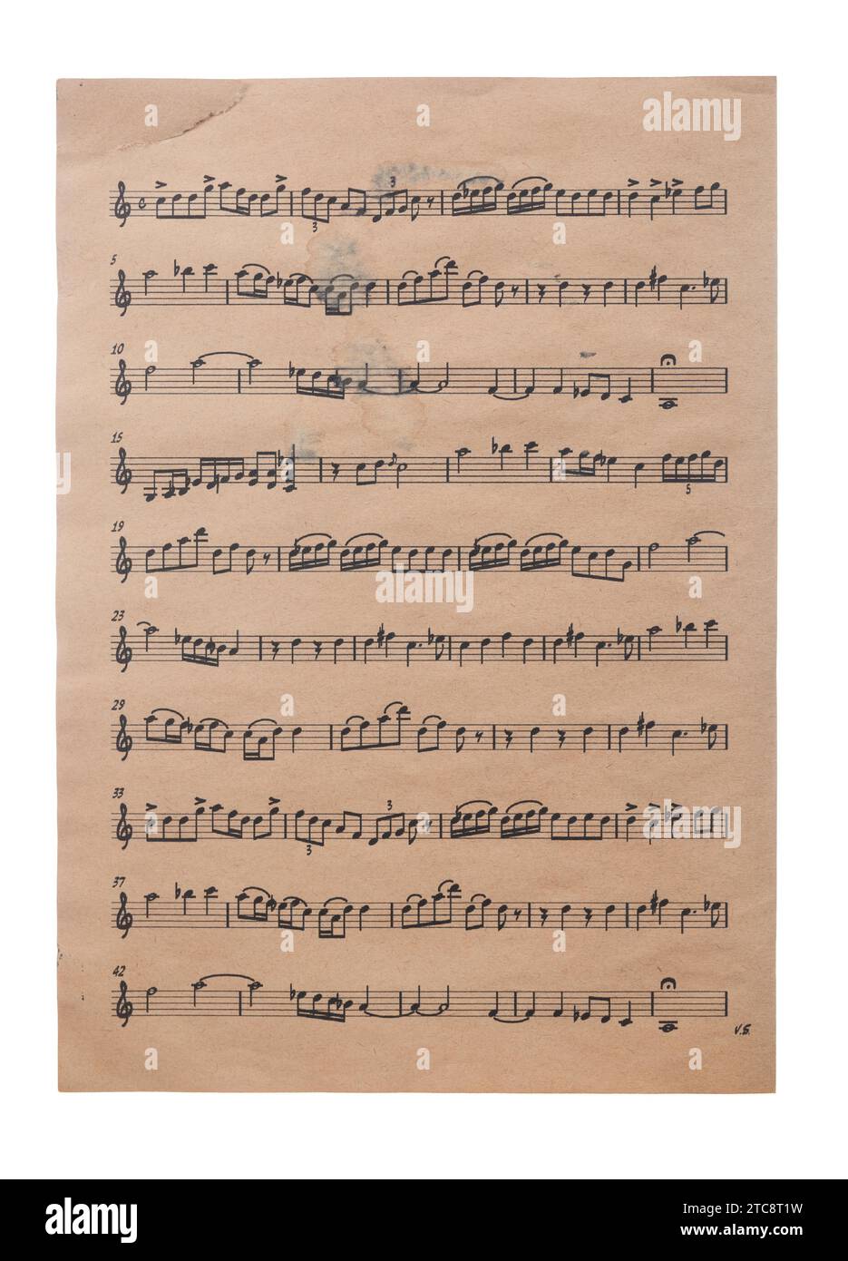 Old sheet music against a white background Stock Photo - Alamy