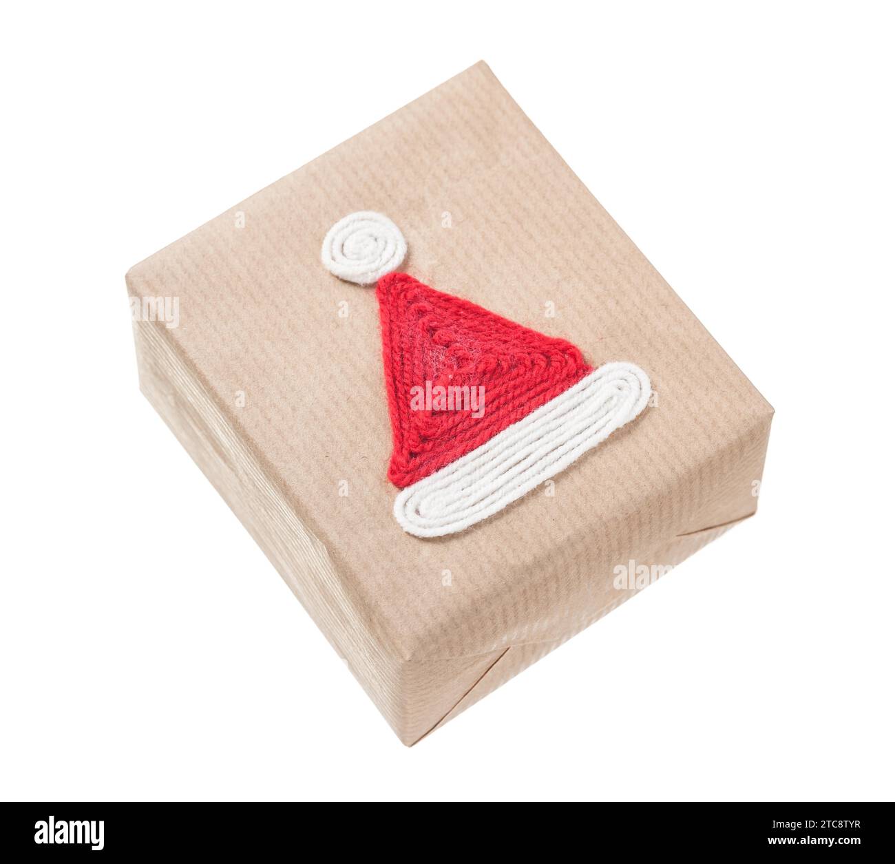 Christmas wrapped gift box against a white background Stock Photo - Alamy