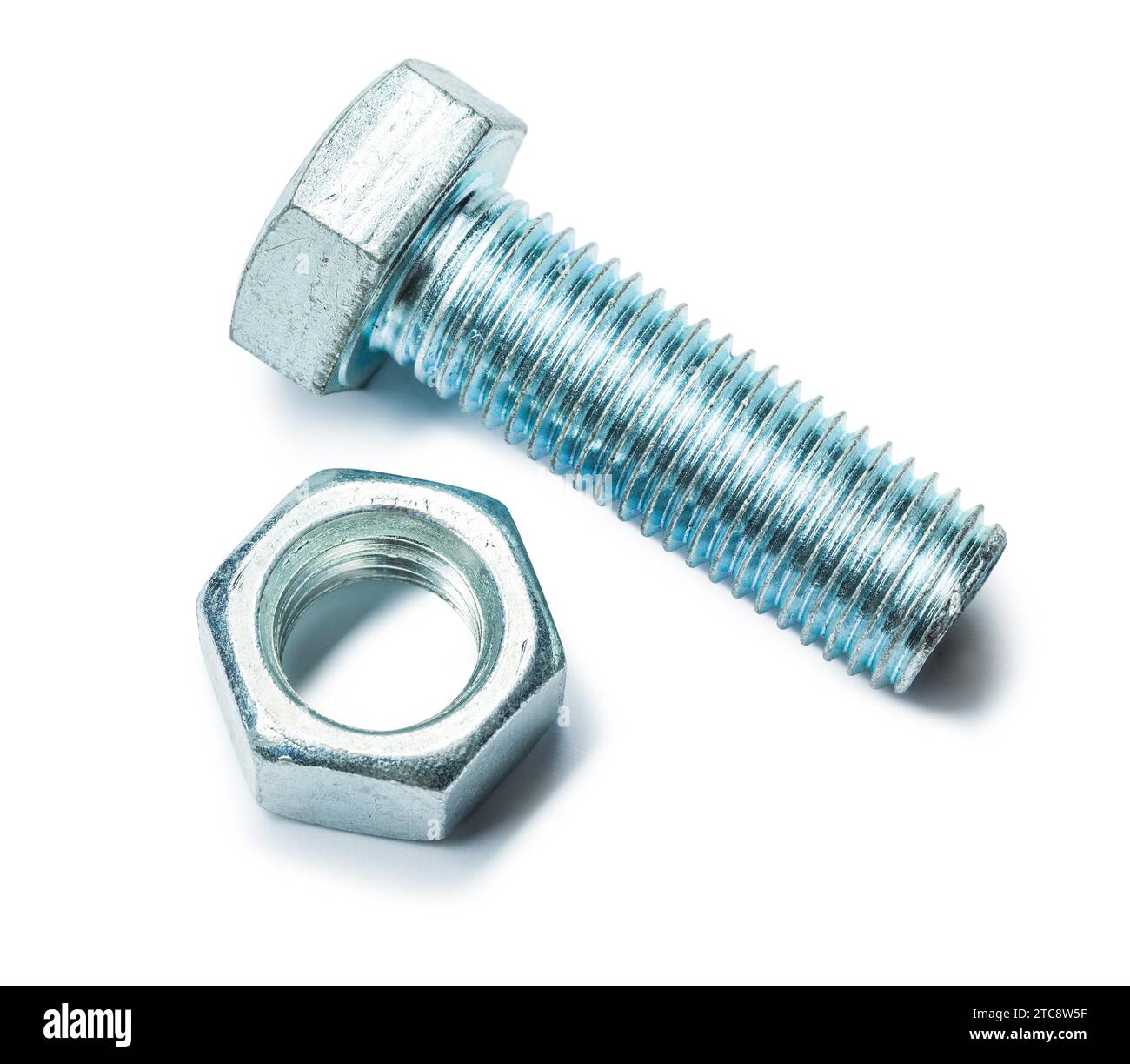 Screw with nut against a white background Stock Photo - Alamy