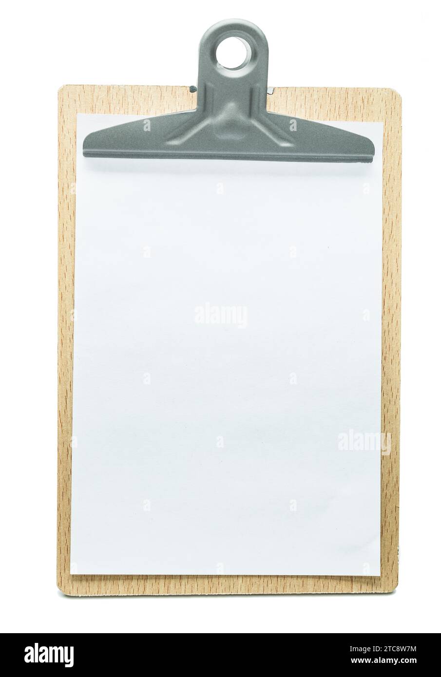 Clipboard insulated with white sheet of paper Stock Photo - Alamy