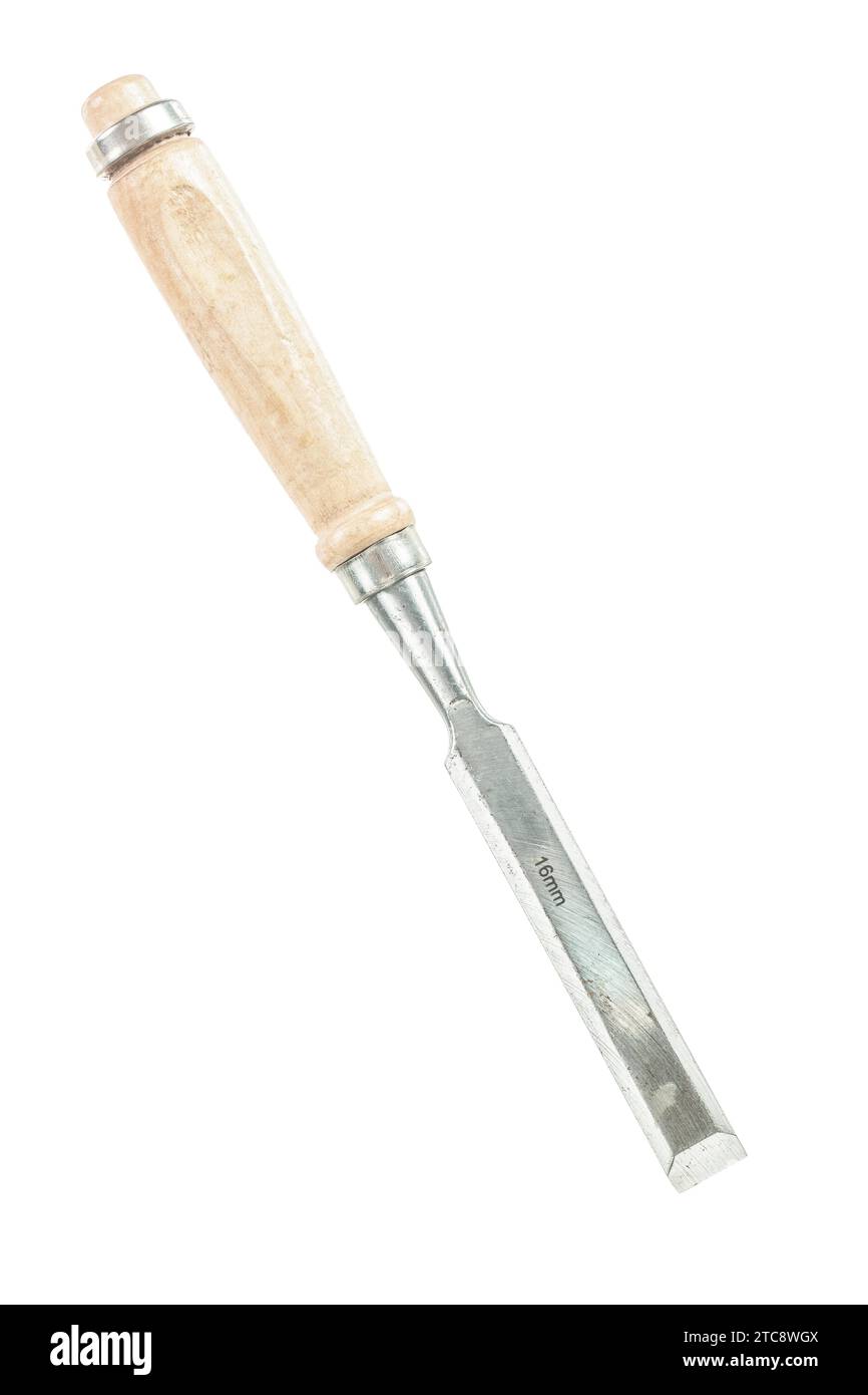Flat chisel in front of a white background Stock Photo - Alamy