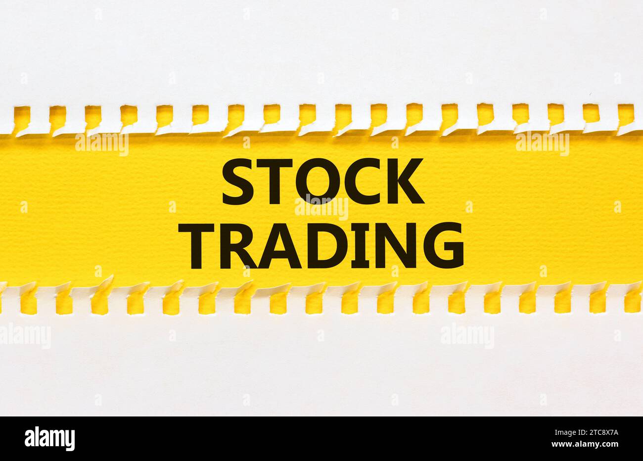 Stock trading symbol. Concept words Stock trading on beautiful yellow ...