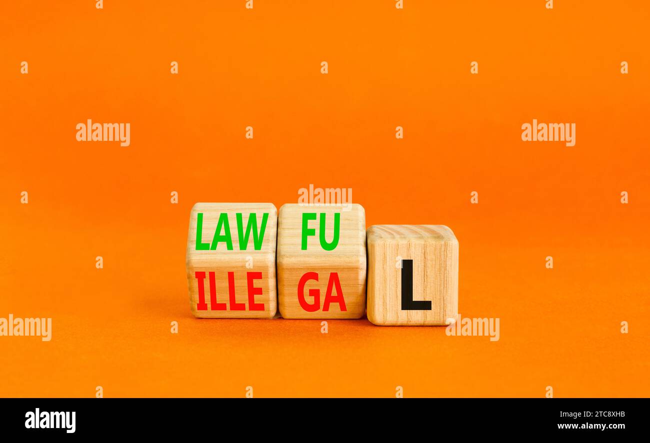 Lawful or illegal symbol. Concept word Lawful or Illegal on wooden ...