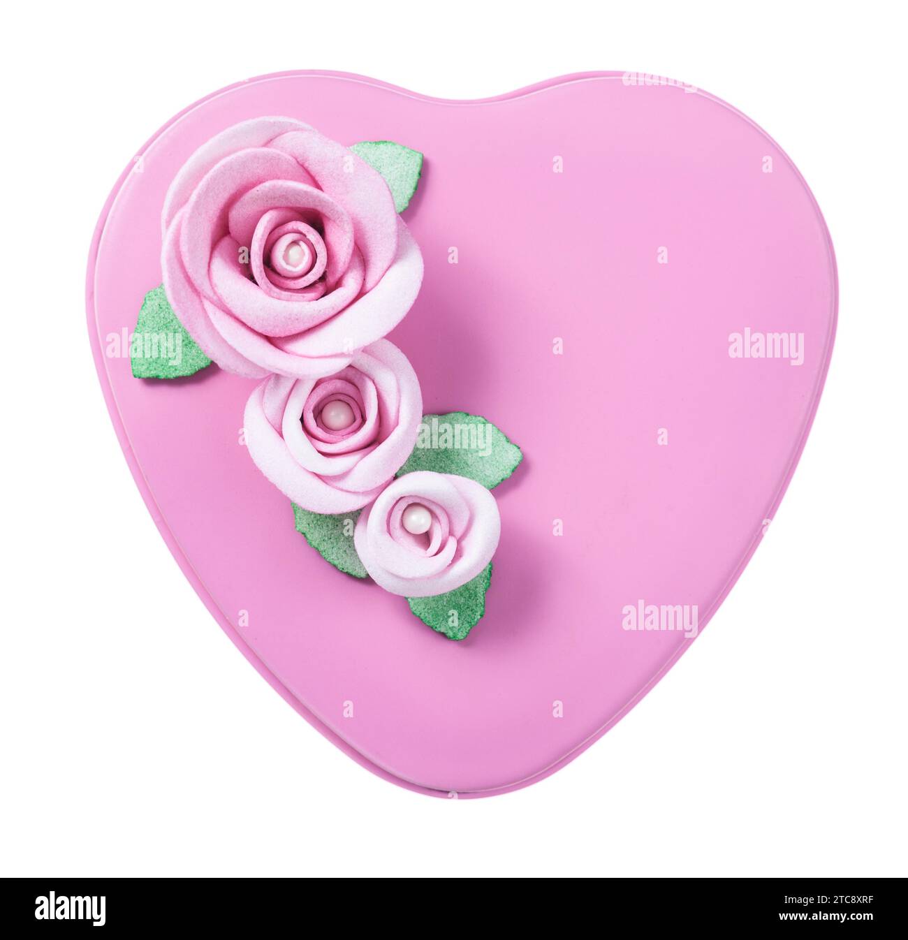 Pink decorated heart-shaped gift box against a white background Stock ...