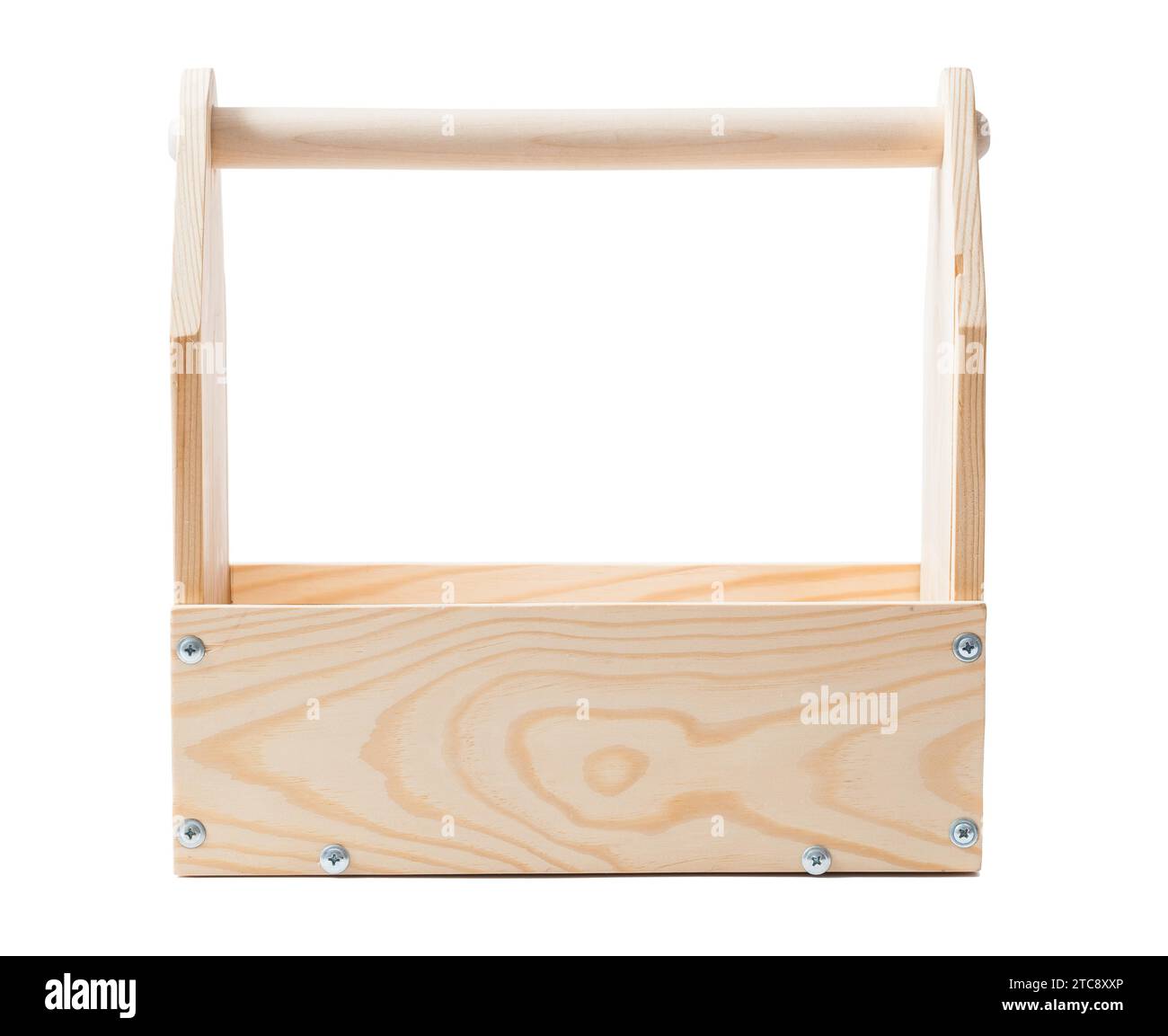 Empty wooden toolbox against a white background Stock Photo - Alamy