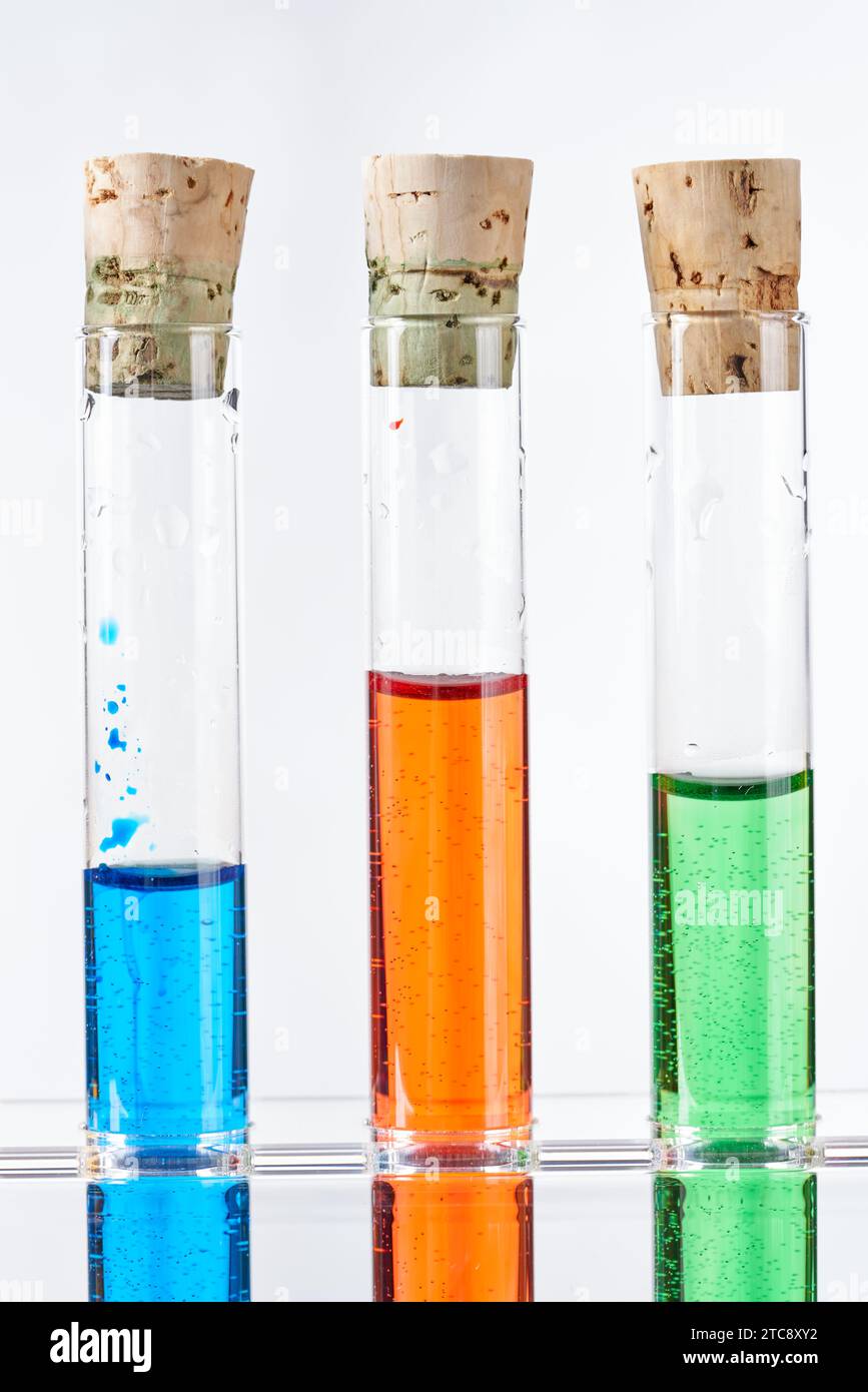 colored liquid in laboratory flasks Stock Photo - Alamy