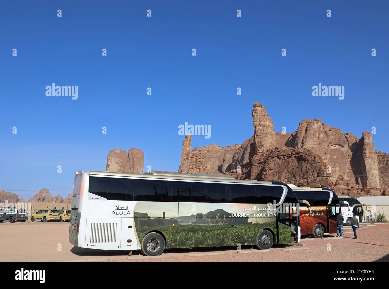 Tour buses at AlUla in Saudi Arabia Stock Photo - Alamy