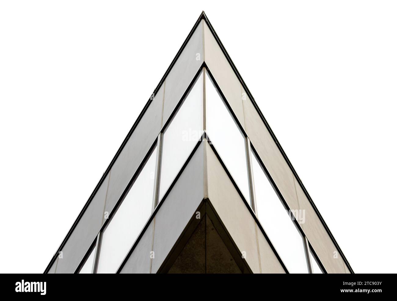 Corner wall and window of modern tall office building without people ...