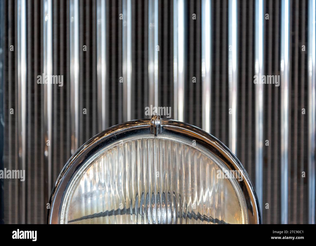 Radiator grille and headlight of retro car close up Stock Photo - Alamy