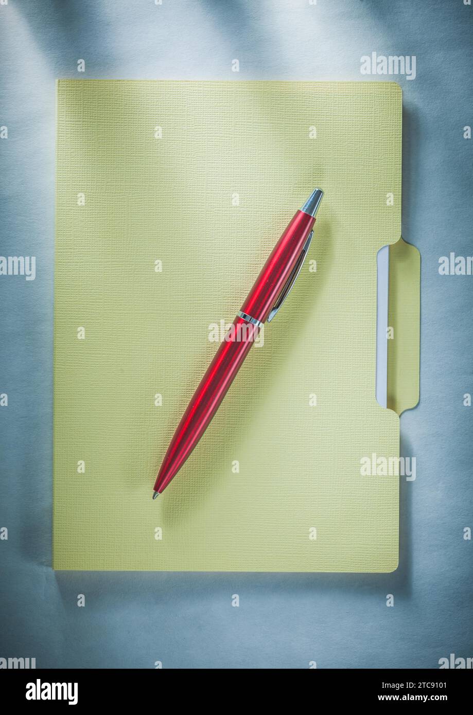 Office paper folder Ballpoint pen Stock Photo - Alamy