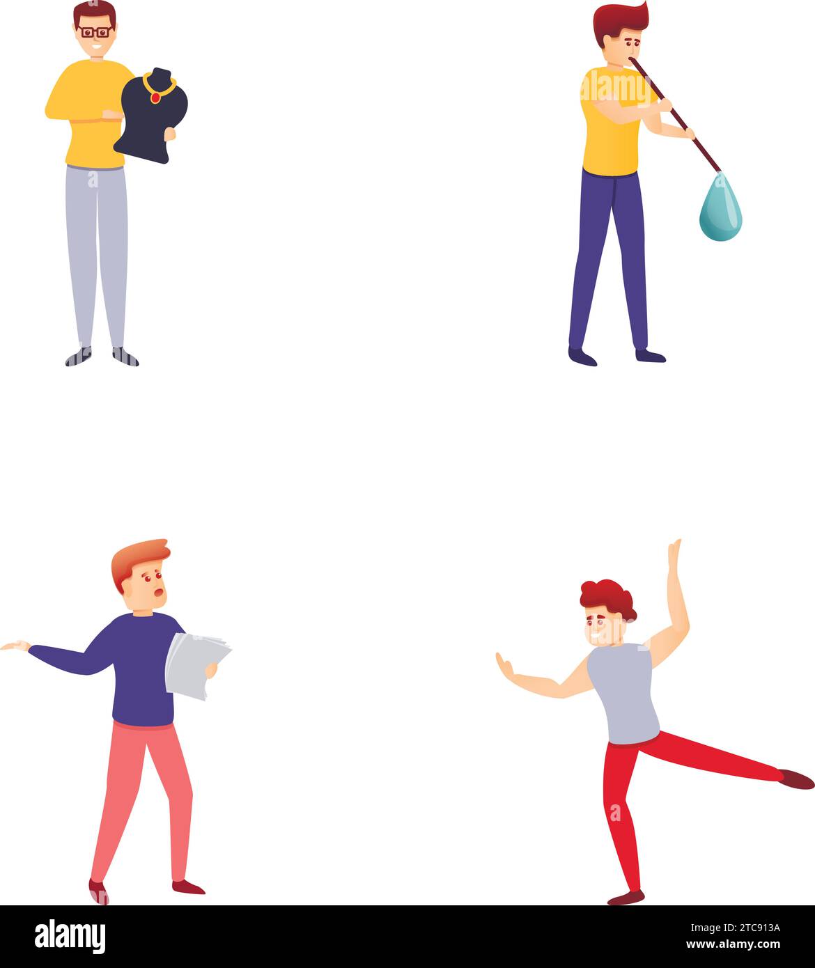 Creative profession icons set cartoon vector. Jeweler, dancer, reciter ...