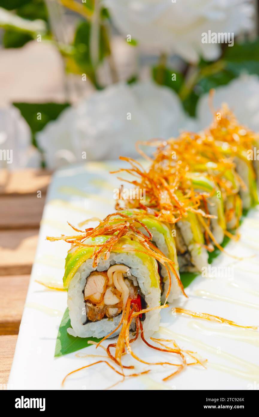Fresh made Japanese sushi rolls called Maki Sushi Stock Photo - Alamy