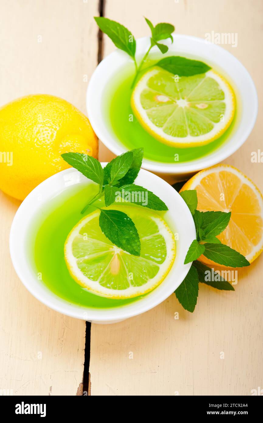 Fresh and healthy mint infusion tea tisane with lemon Stock Photo - Alamy
