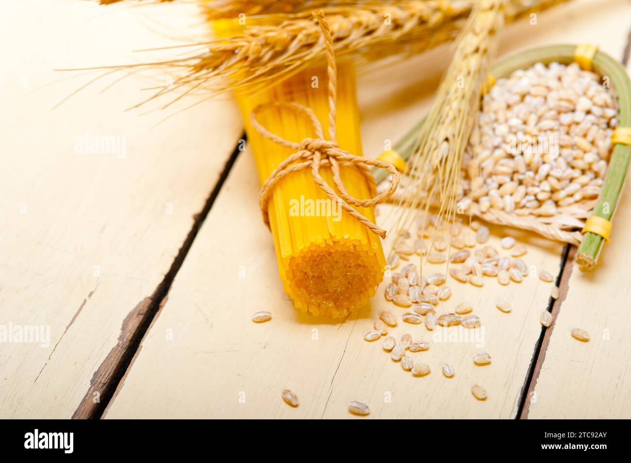 Organic Raw italian pasta and durum wheat grains crop Stock Photo - Alamy