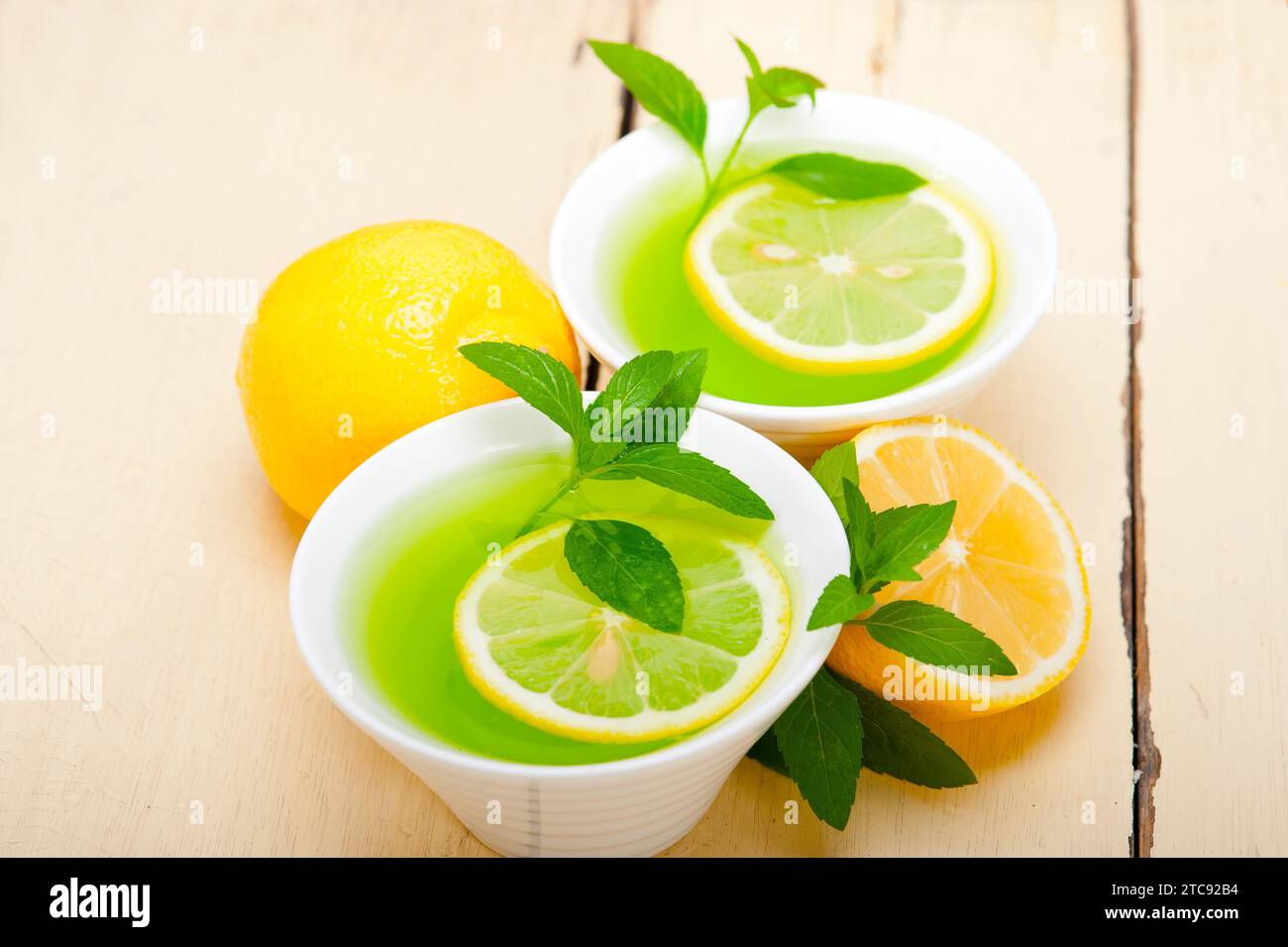 Fresh and healthy mint infusion tea tisane with lemon Stock Photo - Alamy