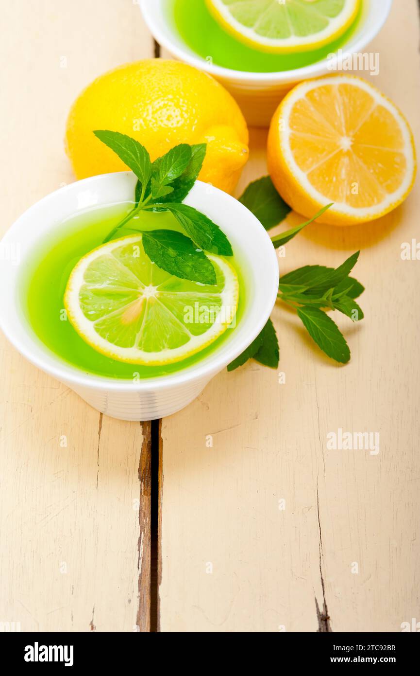 Fresh and healthy mint infusion tea tisane with lemon Stock Photo - Alamy