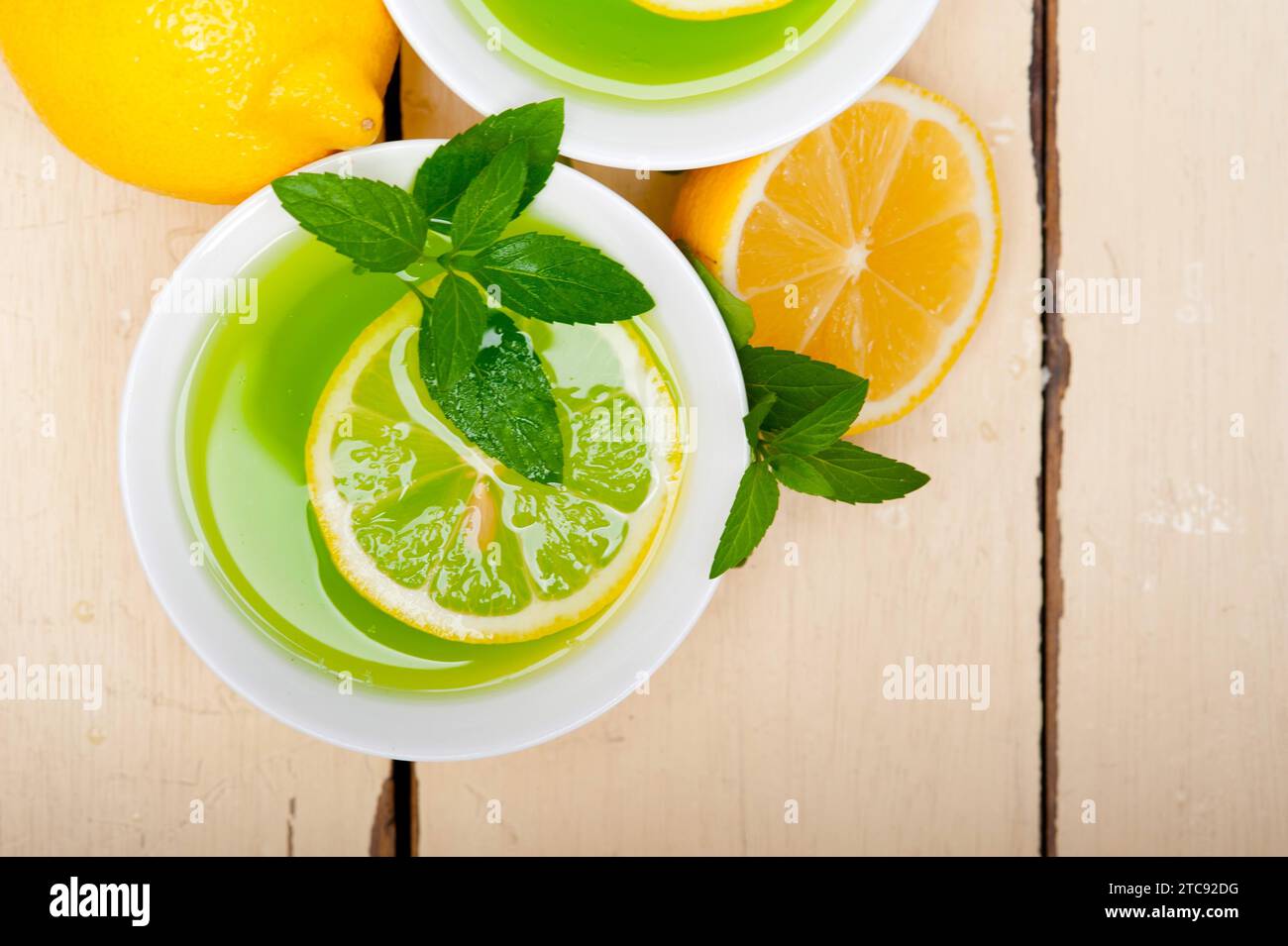 Fresh and healthy mint infusion tea tisane with lemon Stock Photo - Alamy