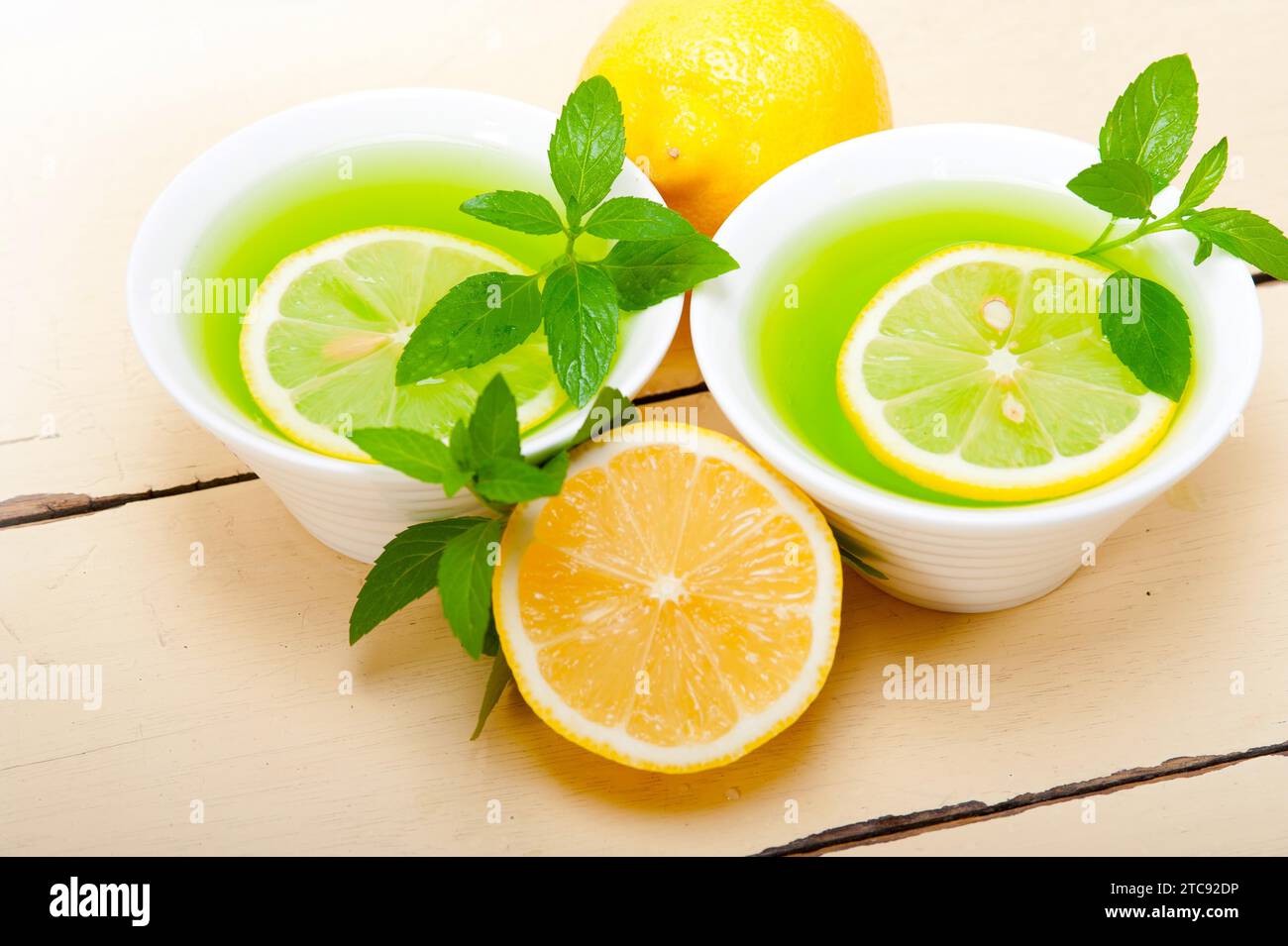 Fresh and healthy mint infusion tea tisane with lemon Stock Photo - Alamy