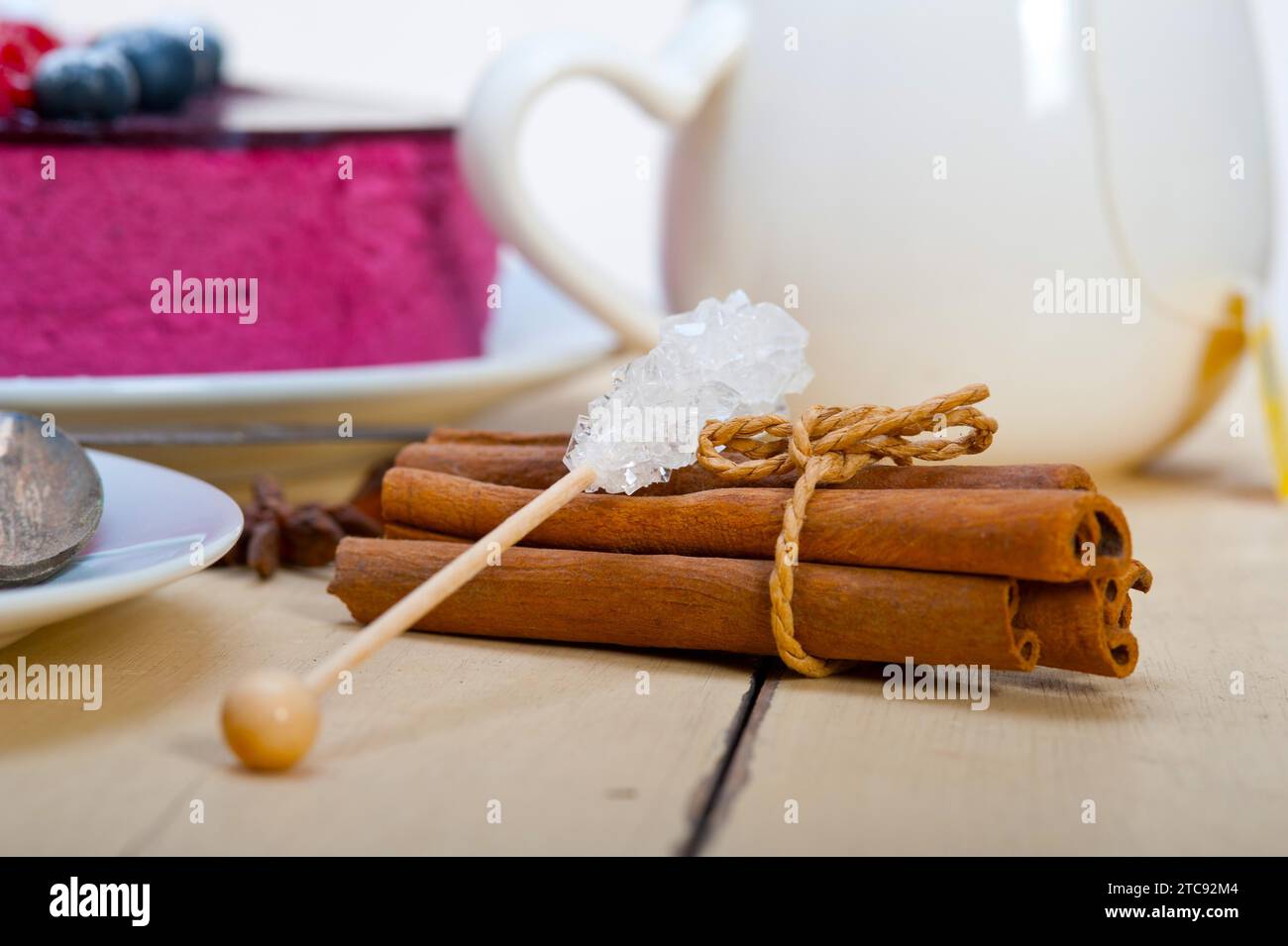 Blueberry and raspberry cake mousse dessert with spice Stock Photo - Alamy