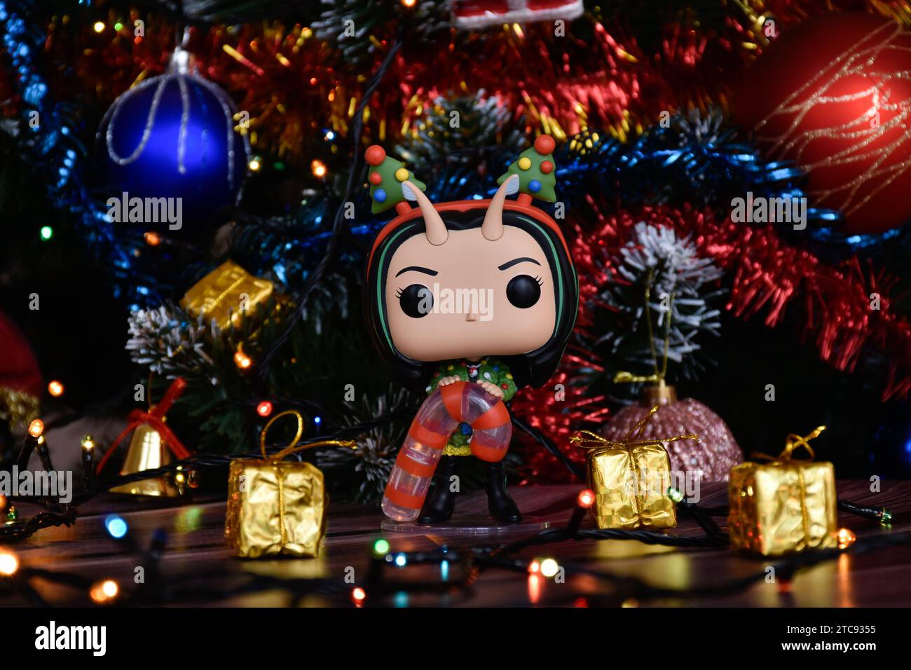 Funko Pop action figure of Mantis with candy cane from Marvel superhero ...