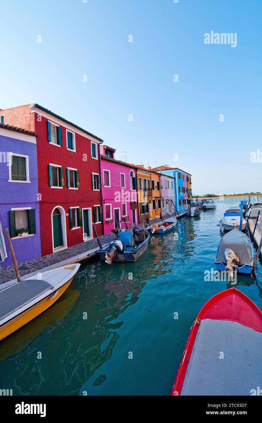 Italy Venice Burano island with traditional colorful houses Stock Photo ...