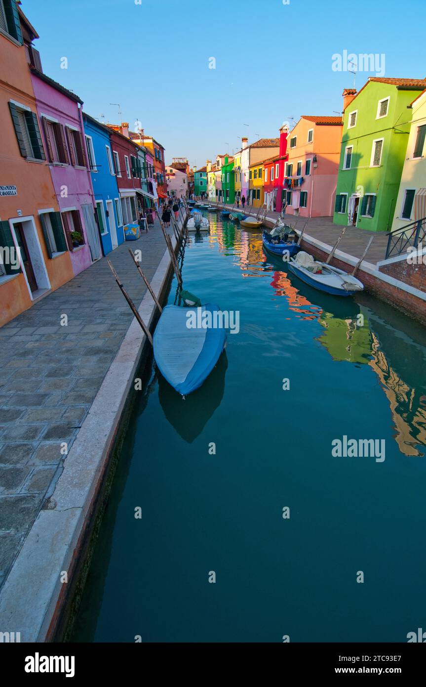 Italy Venice Burano island with traditional colorful houses Stock Photo ...