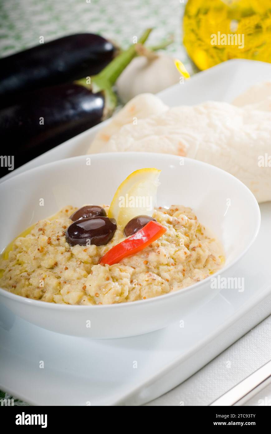 Fresh homemade Badingian mutabbal Baba Ghanoush, traditional middle ...