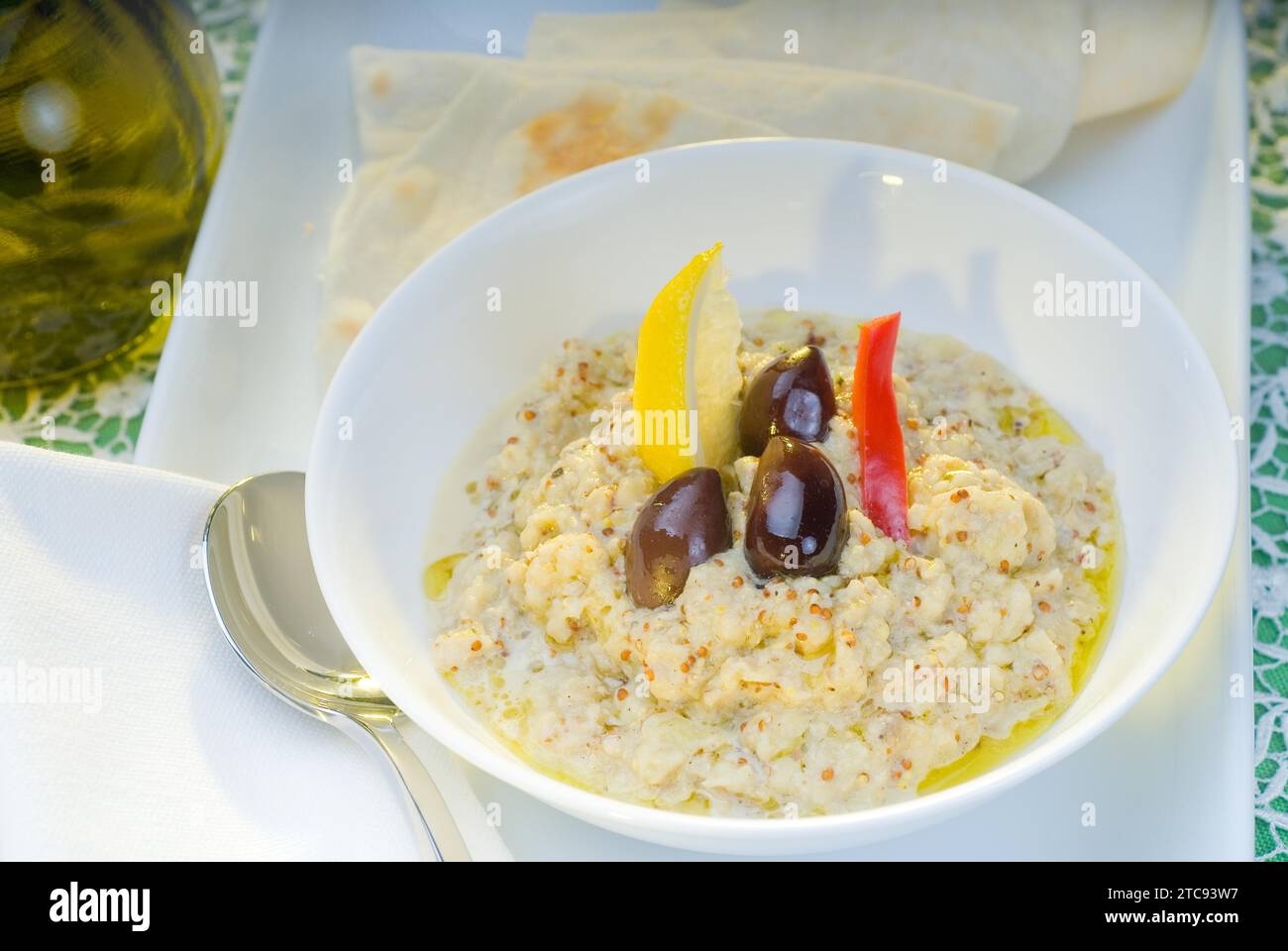 Fresh homemade Badingian mutabbal Baba Ghanoush, traditional middle ...