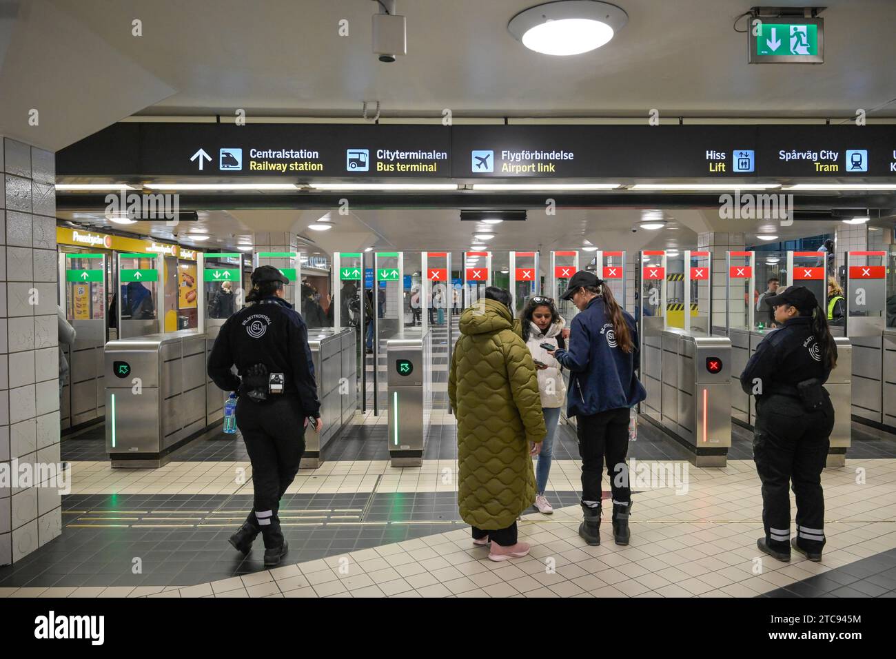 Biljettkontroll, post inspection in the ticket inspection area ...